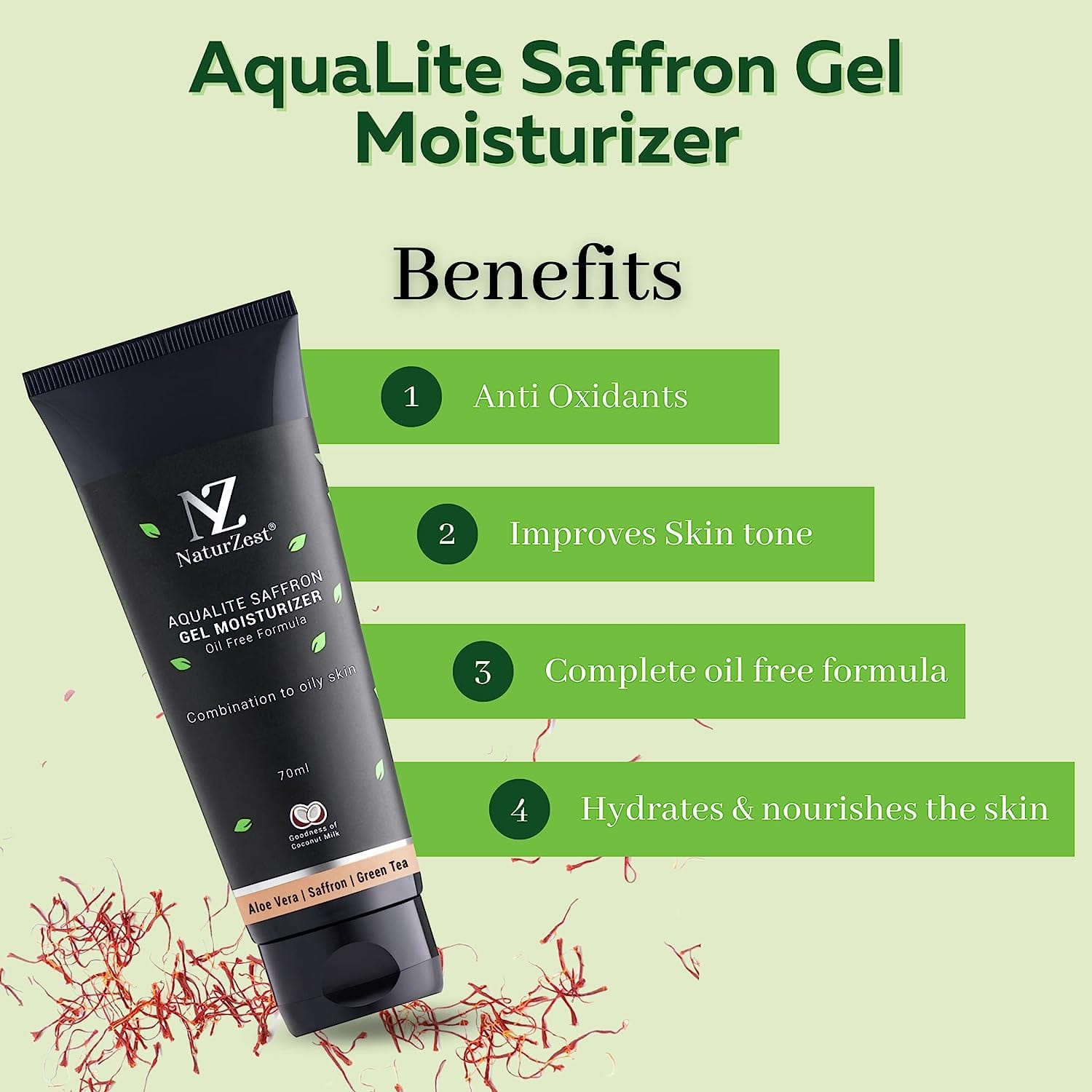 AquaLite Saffron Gel Moisturizer - NaturZest - Goodness Of Virgin ...