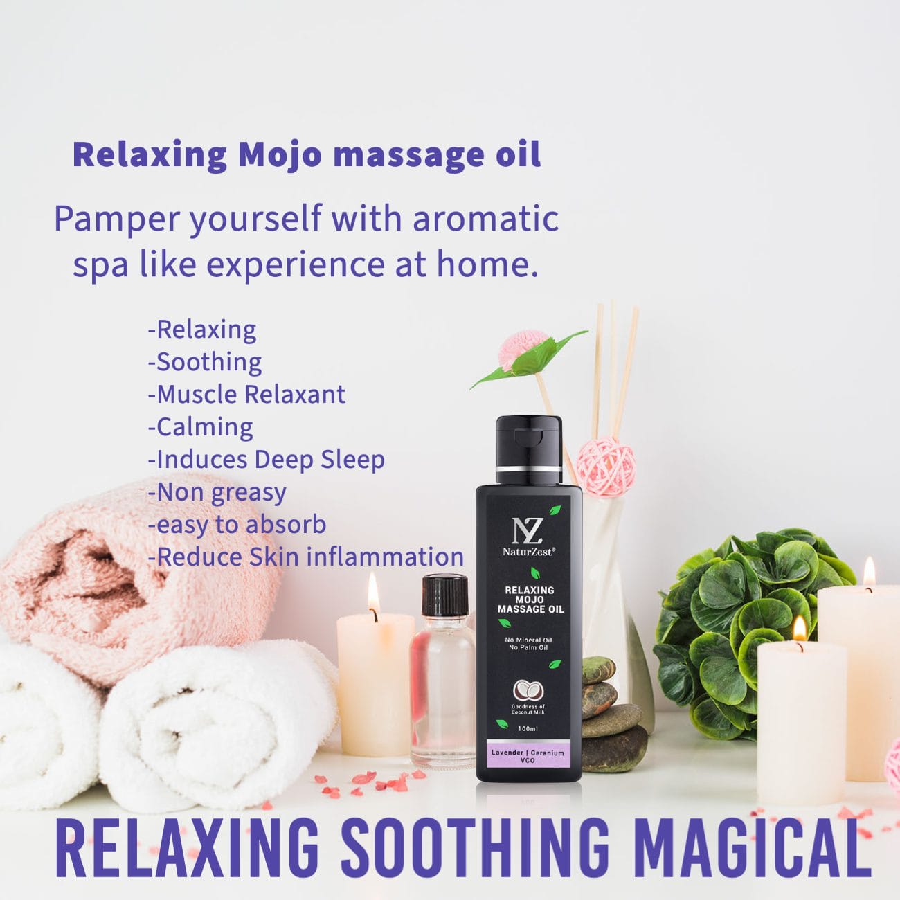 Easy absorbing non greasy massage oil - Relaxing Mojo Massage Oil